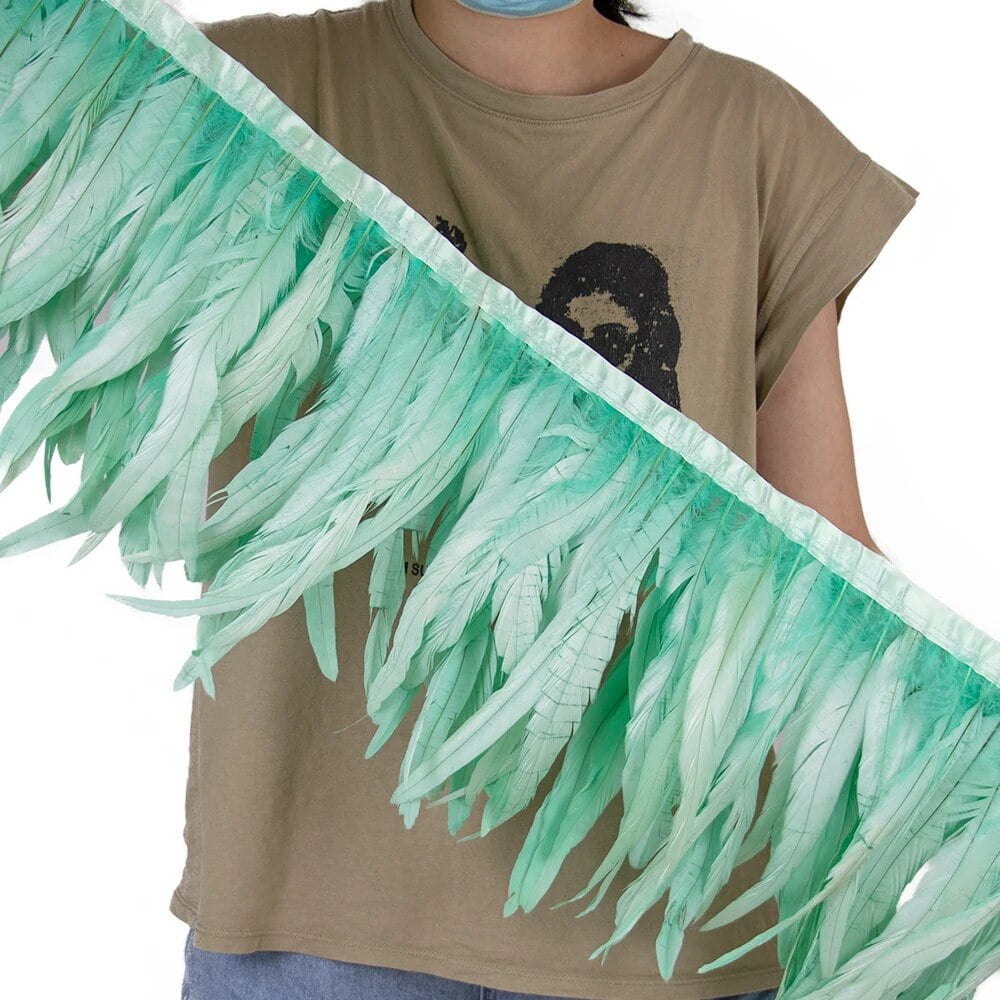 1M Gold Silver Rooster Tail Feather Ribbon Crafts 25-30cm Natural ...