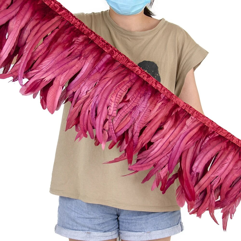 1M Gold Silver Rooster Tail Feather Ribbon Crafts 25-30cm Natural ...