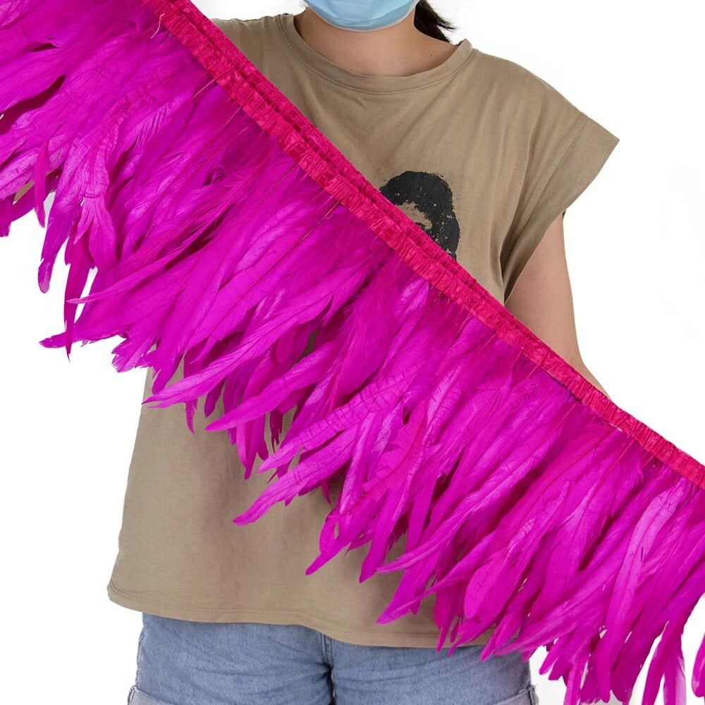 1M Gold Silver Rooster Tail Feather Ribbon Crafts 25-30cm Natural ...