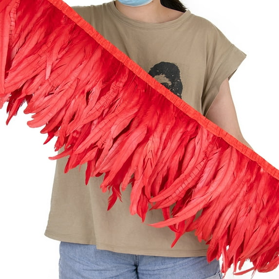 1M Gold Silver Rooster Tail Feather Ribbon Crafts 25-30cm Natural ...