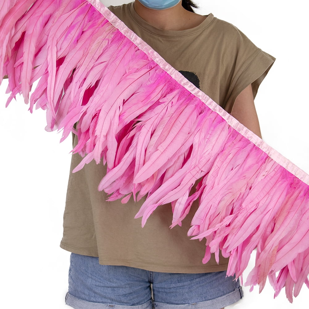 1M Gold Silver Rooster Tail Feather Ribbon Crafts 25-30cm Natural ...