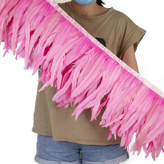 1M Gold Silver Rooster Tail Feather Ribbon Crafts 25-30cm Natural ...