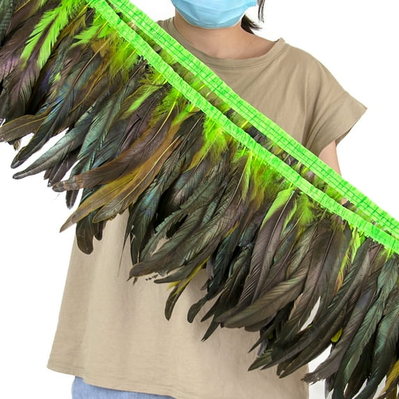 1M Gold Silver Rooster Tail Feather Ribbon Crafts 25-30cm Natural ...