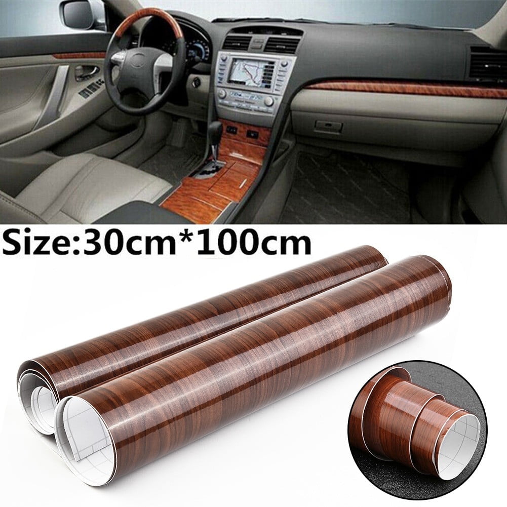 1M High Glossy Wood Grain Car Interior Diy Vinyl Sticker Decal Wrap ...