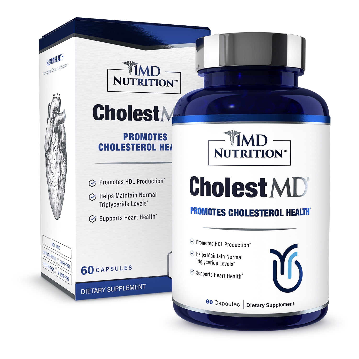 1MD Nutrition CholestMD with Olive Leaf Extract Bergavit Niacin Garlic ...