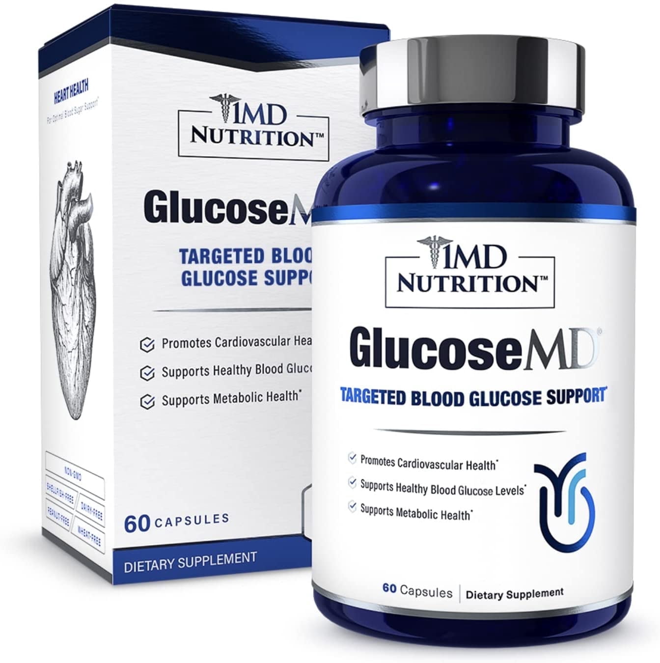 Free Shipping! 1MD Nutrition GlucoseMD Blood Sugar Support Supplement ...