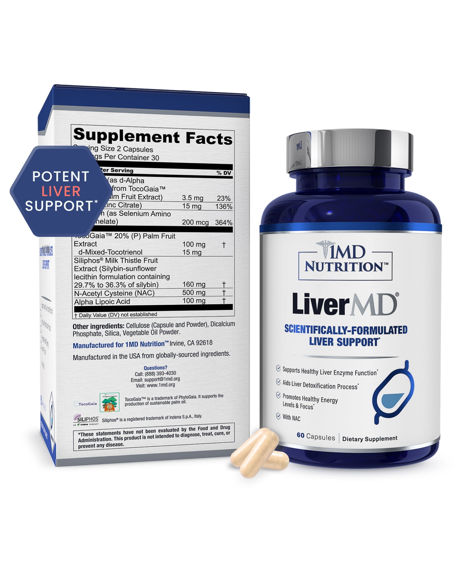 1MD Nutrition LiverMD - Liver Detox Formula | Siliphos Milk Thistle ...