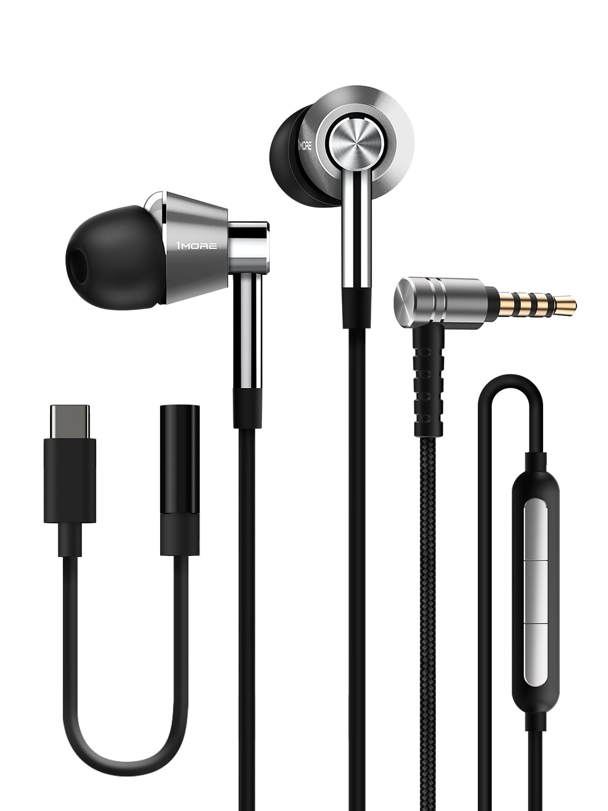 1MORE Triple-Driver Hi-Res Earphones 3.5mm, Built-in Line Remote with ...