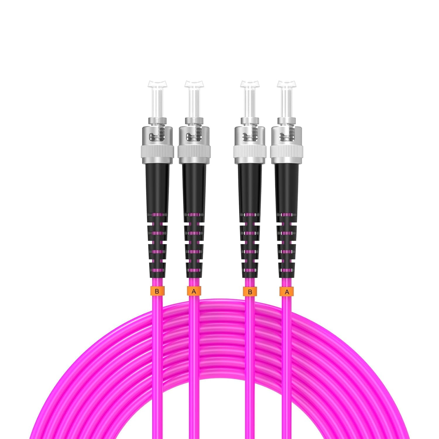 1Meter 4ft OM4 Multimode Fiber Patch Cable ST/UPC to ST/UPC Fiber Optic ...