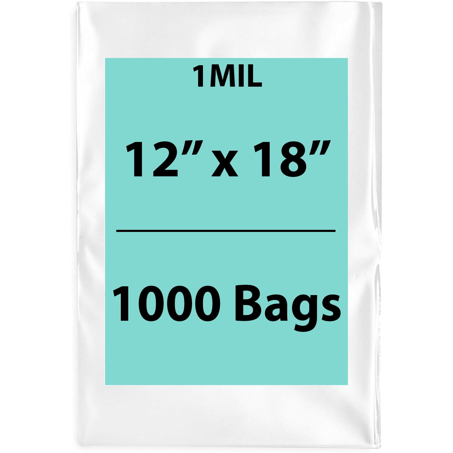 1Mil Clear Flat Open Top Poly Bags LDPE Packaging - 12"X18" & (1000 ...