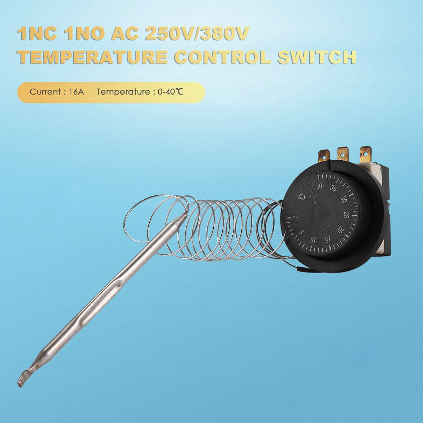 1NC 1NO AC 250V/380V 16A 0-40C Temperature Control Switch Capillary ...