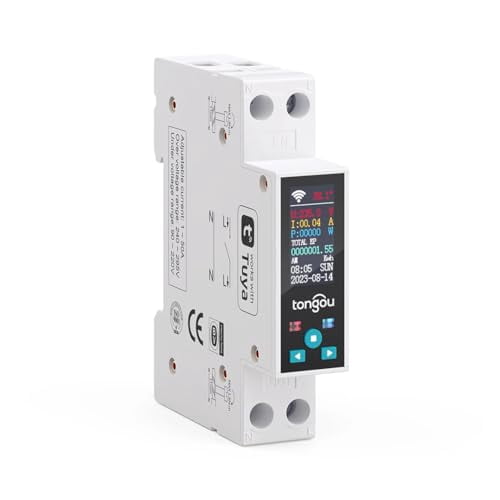 1P 50A WiFi Circuit Breaker Switch Tuya Smart Life Switch, LCD Energy ...