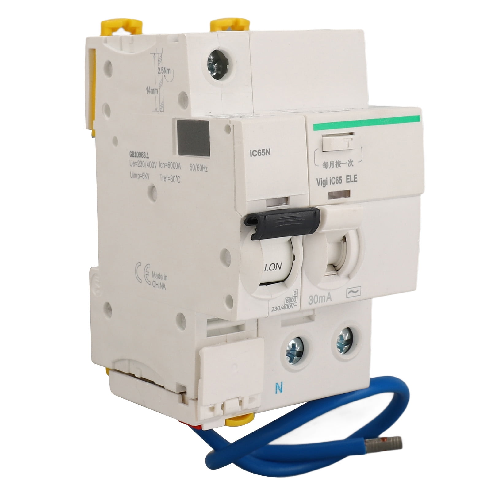 1P+N Circuit Breaker with Leakage Protection, AC230V-400V, IC65N Series ...