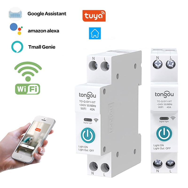 1P+N Din Rail WiFi Circuit Breaker Smart Timer Switch Relay Remote ...
