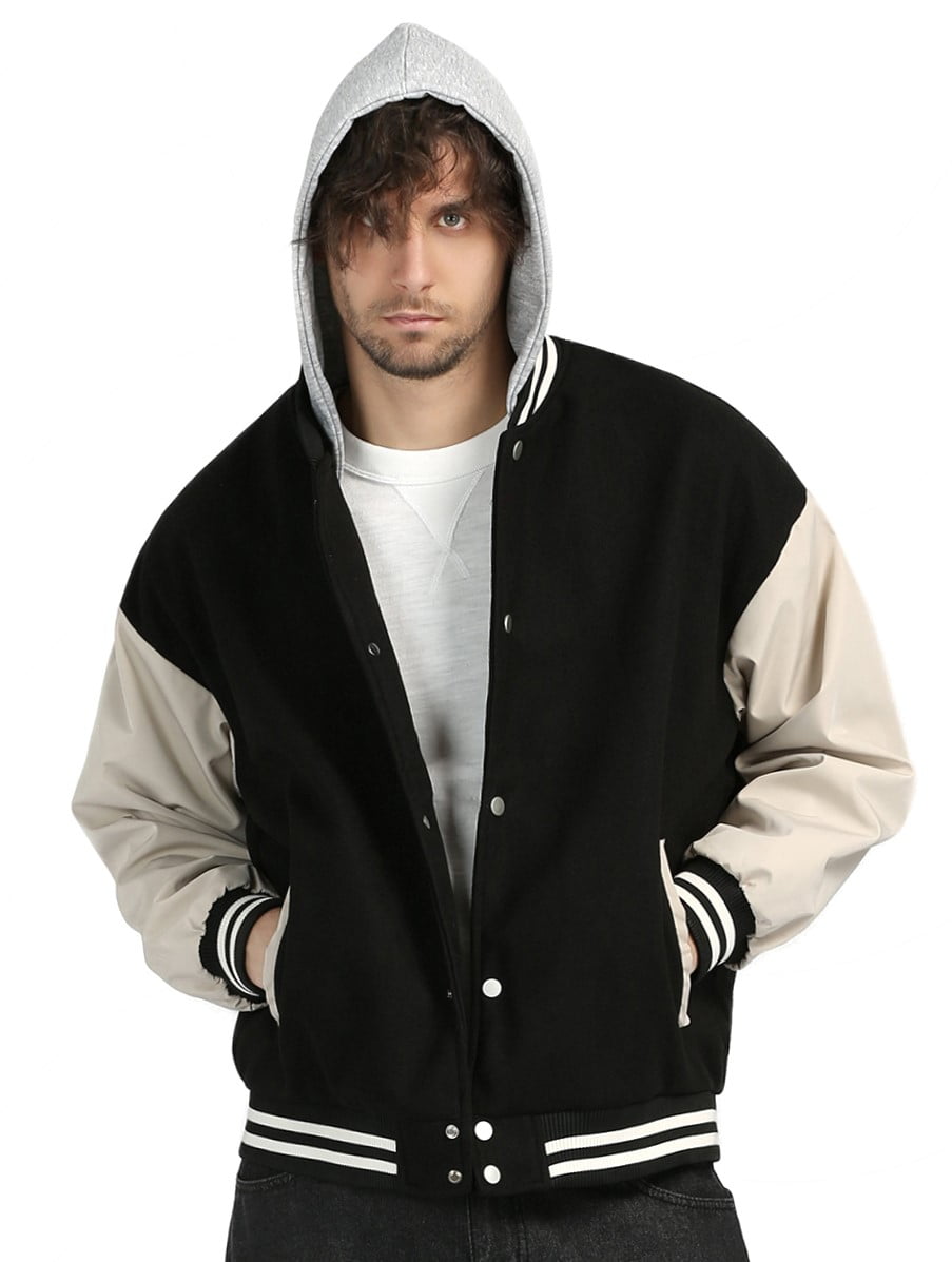 1PA1 Men/Women Varsity Jacket Casual Bomber Jacket Hooded Baseball ...
