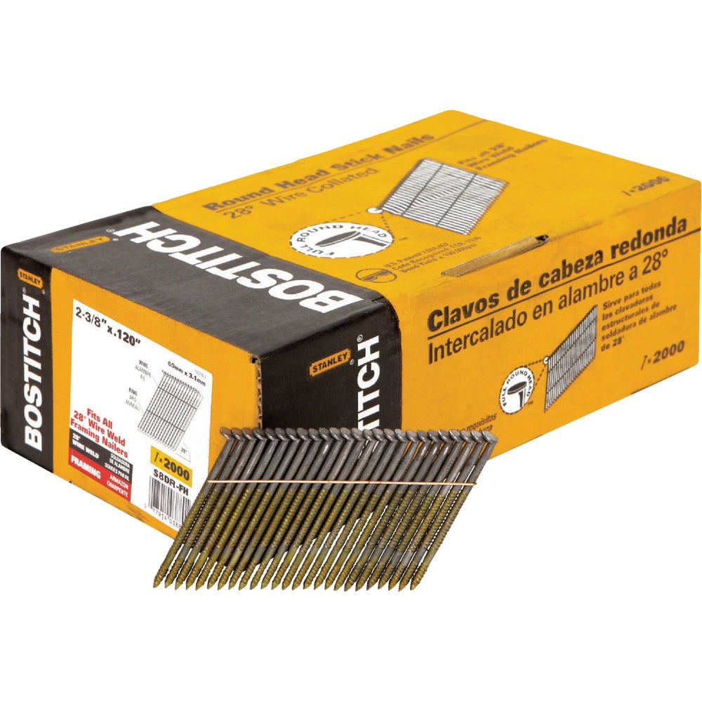 1PACK Bostitch 28 Degree Wire Weld Coated Ring Shank Round Head Framing ...