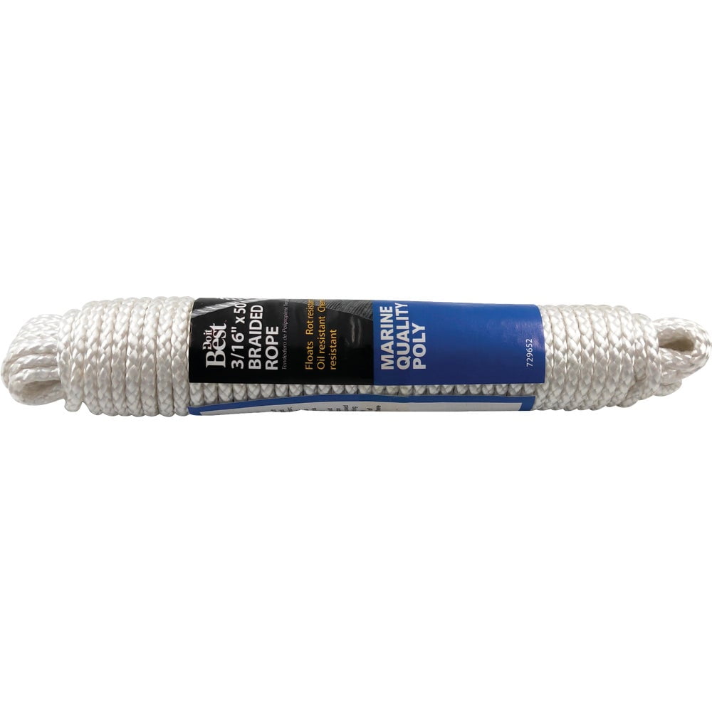 1PACK Do it Best 3/16 In. x 50 Ft. White Solid Braided Polypropylene ...