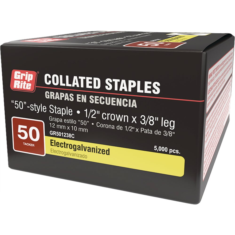1PACK Grip-Rite 50 Hammer Tacker Staple, 3/8 In. (5000-Count) - Walmart.com