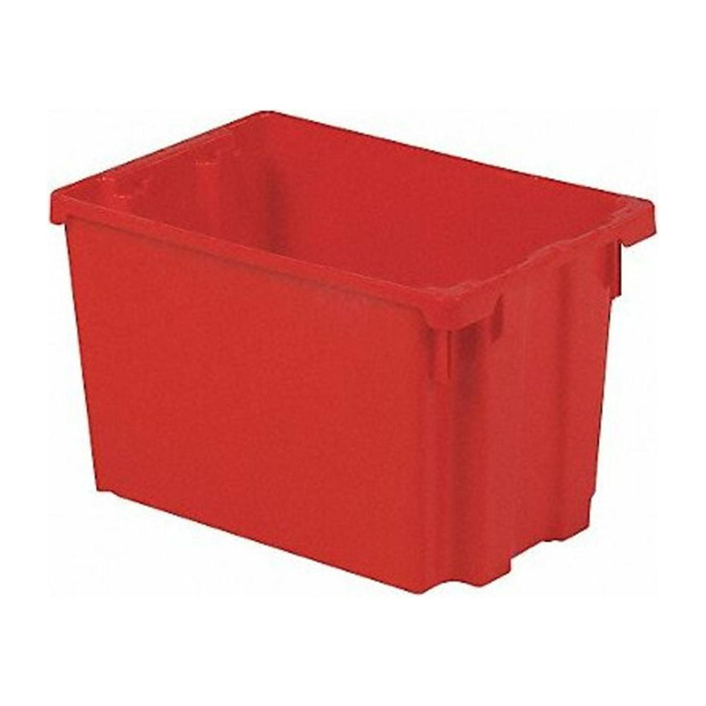 Hang & Stack Storage Bin, Plastic, Red, 12 1/8 in H, 13 in W, 19 1/2 in ...