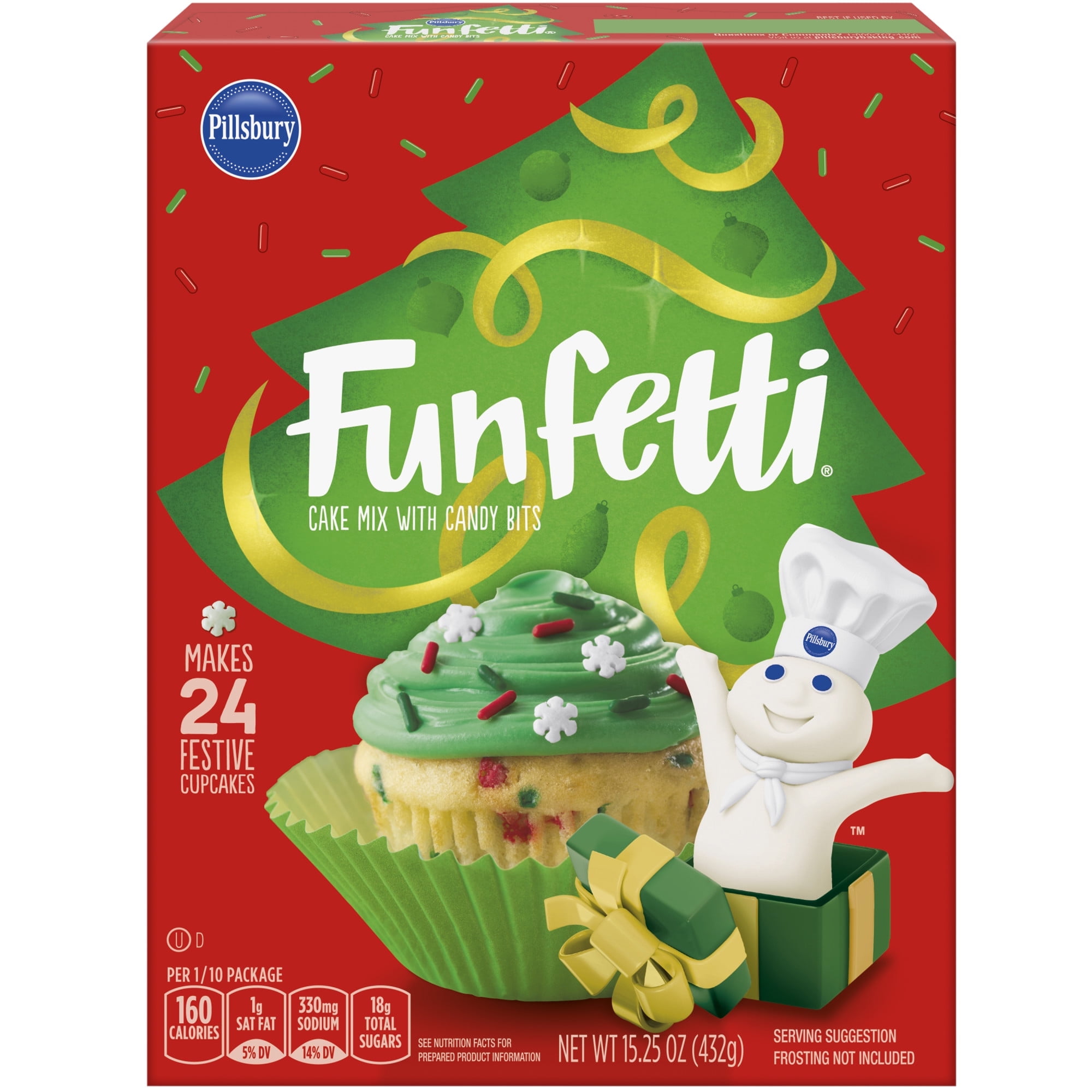 1PACK, Pillsbury Funfetti Holiday Cake Mix with Candy Bits Box ...