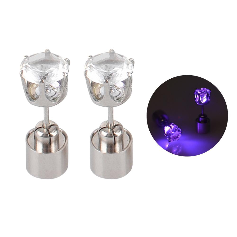 1PAIR LED GLOW-IN-THE-DARK EARRINGS lighted round stud 2024 HOTAU ...