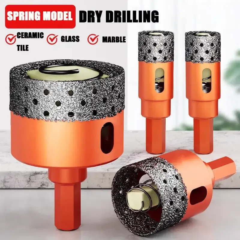 1PC 20-60mm Diamond Brazed Core Dry Drill Bit for Porcelain Tiles ...