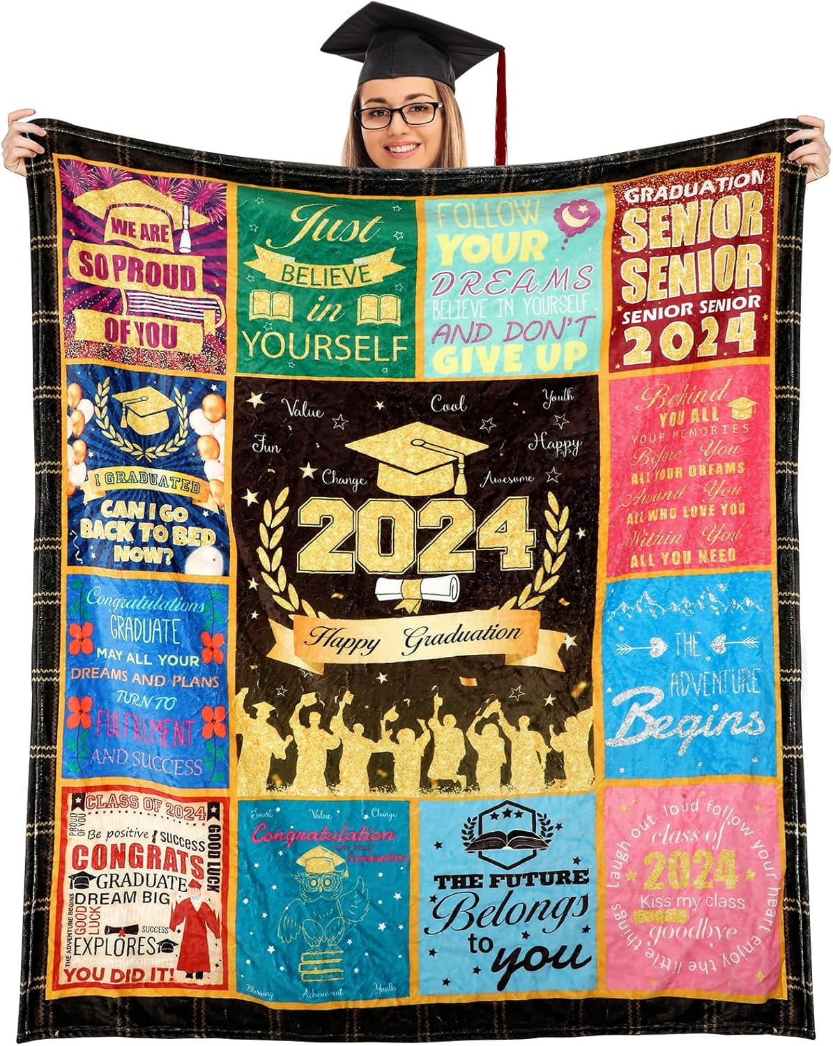 1PC 2024 Graduation Gift Blanket Class of 2024 Graduation Flannel Gift ...