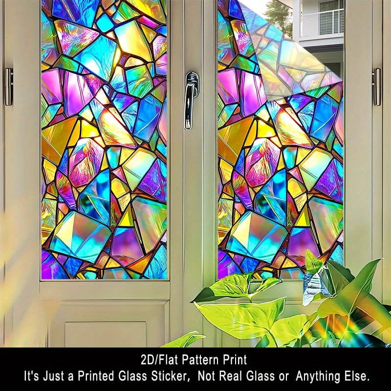 17.71x39.37 2D Flat Fragment Color-Blocking Pattern Decorative Frosted ...