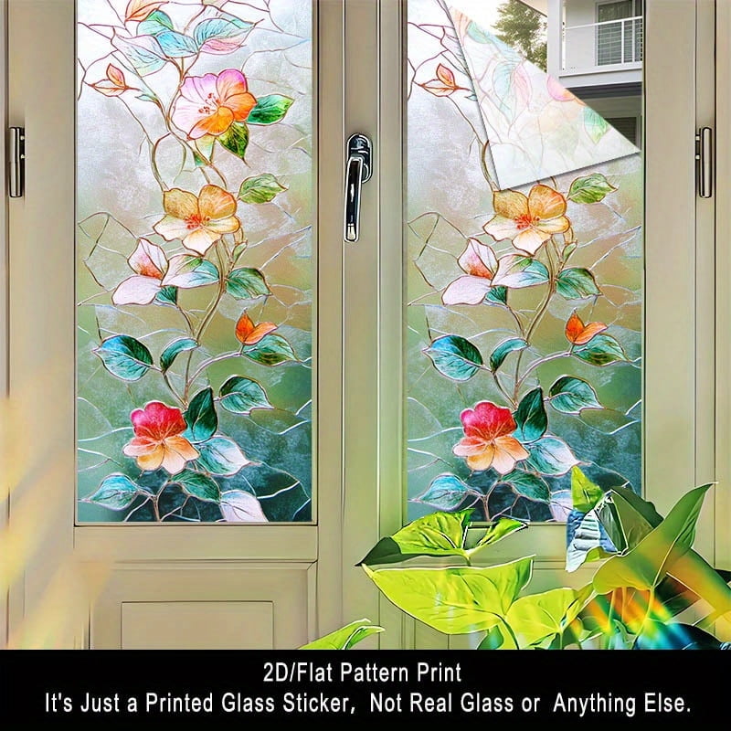 1PC, 2D Flat patterned frosted glass window film, transparent PVC ...
