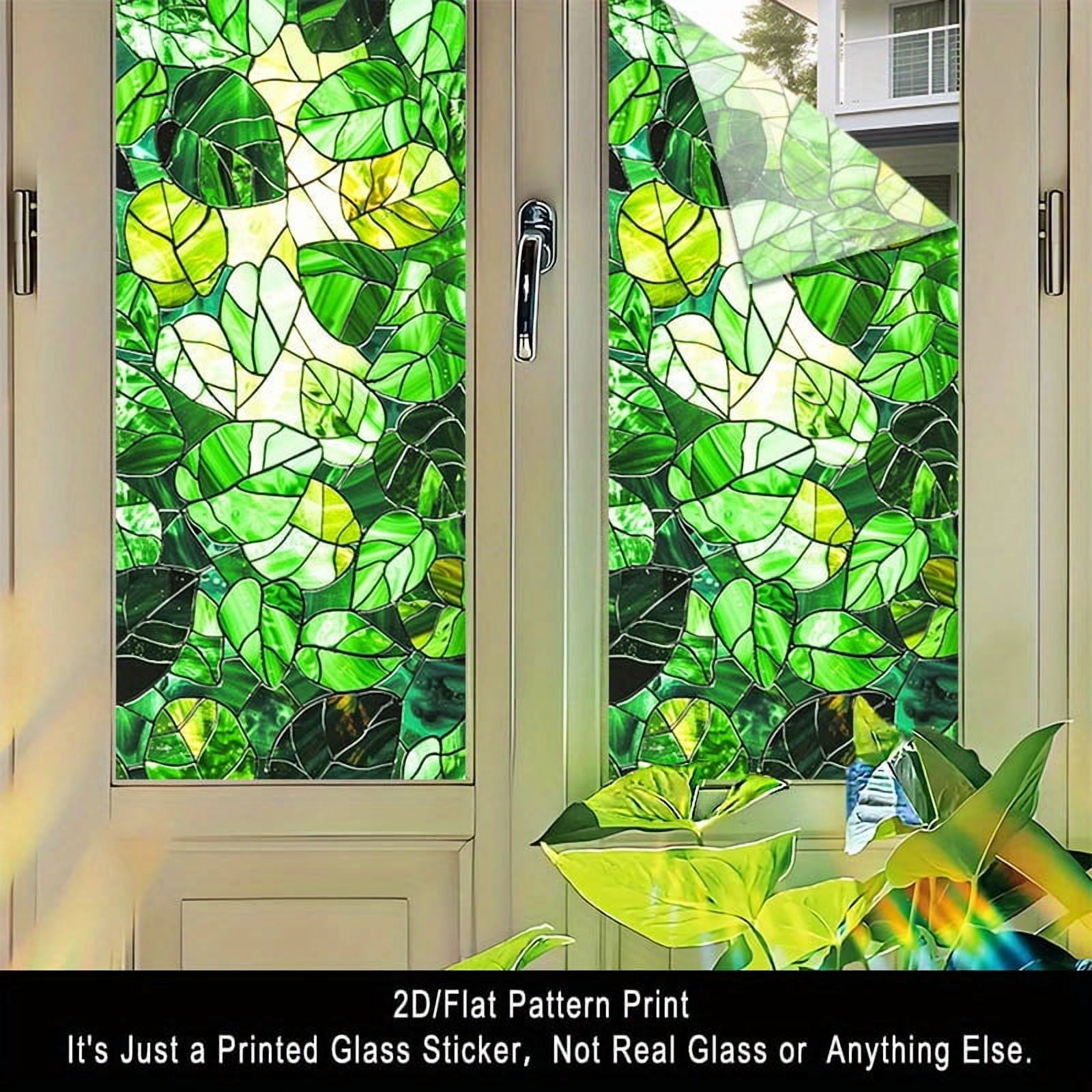17.71 Inches x 39.37 Inches Variegated Leaf Interlaced Pattern Frosted ...