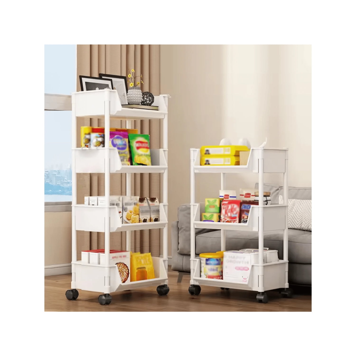 1PC/ 3-4-5-Tier Rolling Storage Cart, Mobile Organizer With Wheels, 360 ...