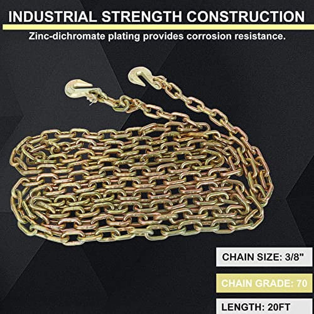 1PC 3/8" X 20' G70 Tie Down Tow Chain Binder Flatbed Truck Trailer ...
