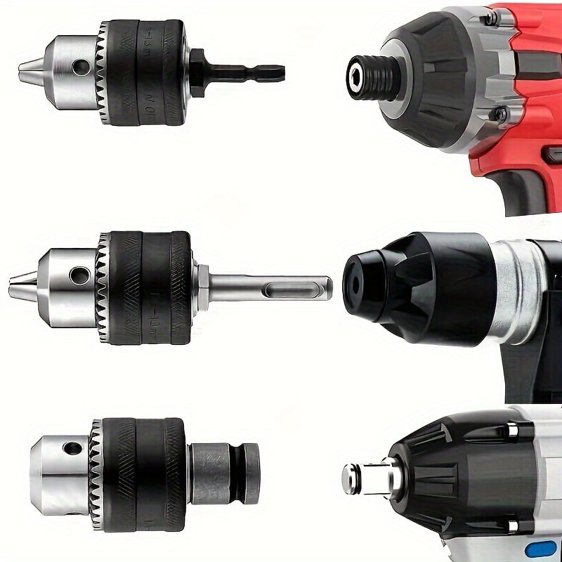 1PC 3-in-1 Quick Change Drill Chuck Adapter - 1/16" to 1/2" Capacity ...