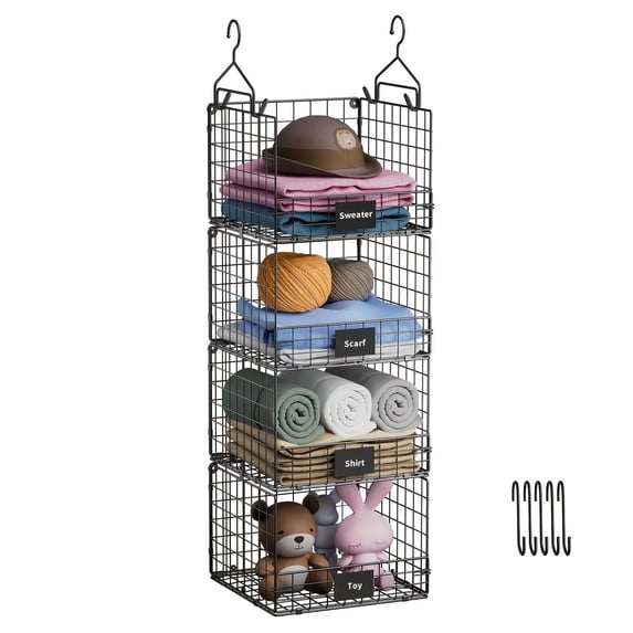 1PC 4 Tier Stackable Wire Storage Baskets Metal Storage Shelves with ...