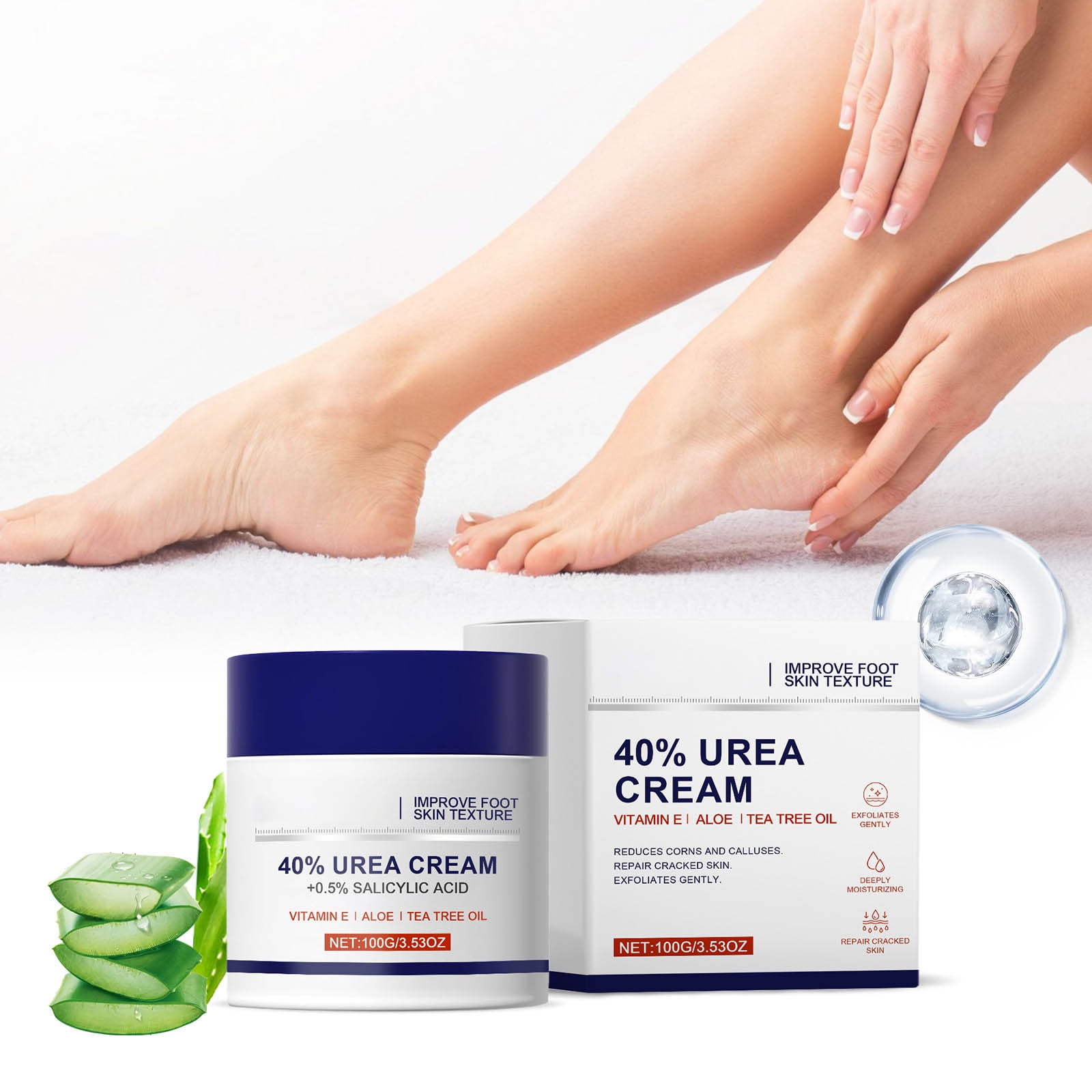 1PC 40% Urea Cream for Feet,Urea Cream 40 Percent for Fee,Foot Hand Cream for Dry Cracked,3.53oz ...