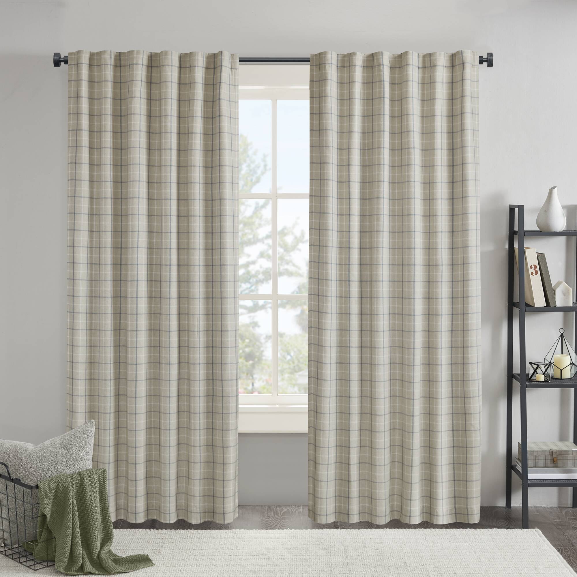 1PC 50x84" Plaid Rod Pocket and Back Tab Curtain Panel with Fleece ...
