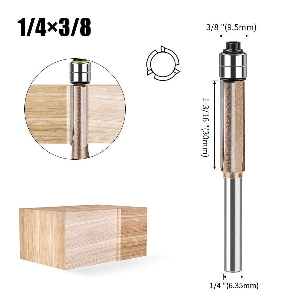 1PC 6mm 1/4in Shank Double Bearing Flush Trim Bit Router Bit Milling ...