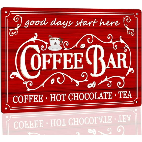1PC 8"x12" Vintage Coffee Bar Sign Hot Chocolate Tin Sign Kitchen ...