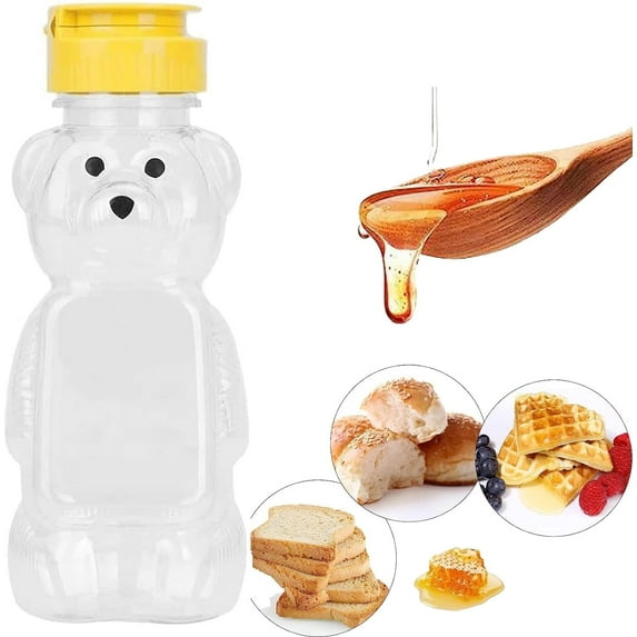 1PC 8Oz Plastic Bear Honey Bottle Jars, Empty Honey Squeeze Bottle with ...