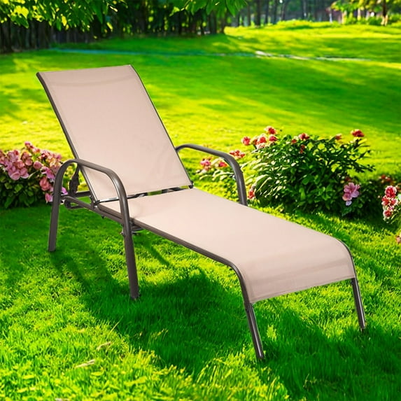 1PC Adjustable Patio Chaise Folding Lounge Chair with Backrest ...