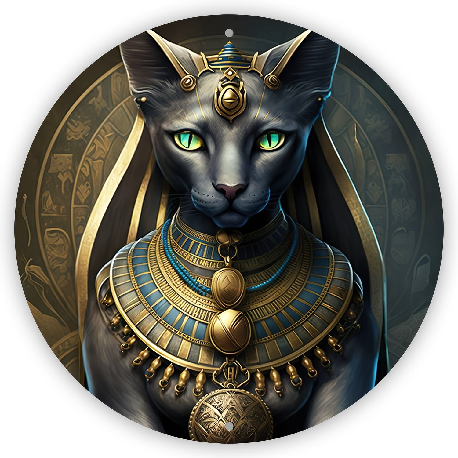 1PC,Ancient Egyptian Baster goddess Round aluminum wall top ...