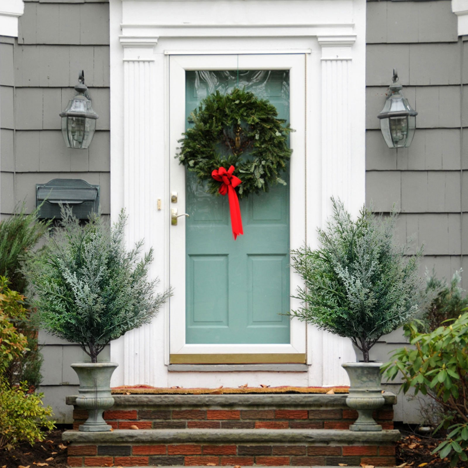 1PC Artificial Cedar Topiary Tree with Stakes for Outdoor Decorations ...