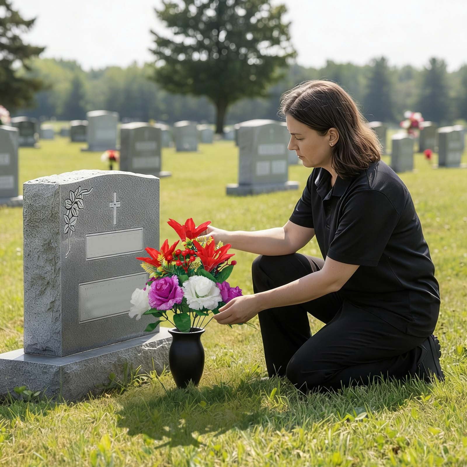 1PC Artificial Cemetery Flowers for Grave, Grave Flowers Memorial ...
