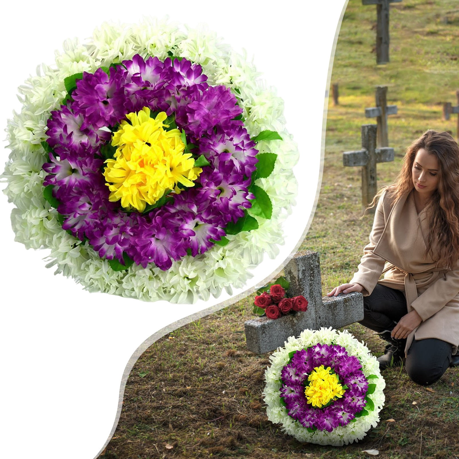 1PC Artificial Funeral Wreath Household Imitation Silk Flowers For Diy ...