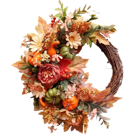 1PC Artificial Pumpkin Wreath Household Doorplate Door Decoration For ...
