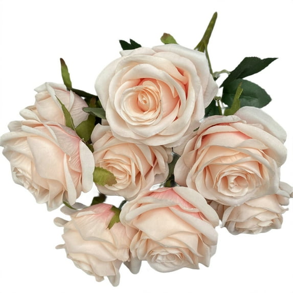 1PC Artificial Roses Flowers,Fake Flowers 9 Heads Silk Roses,for Bridal ...
