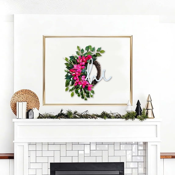 1PC Artificial Tulip Wreath with Rattan Base, Decorative Door Hanging ...