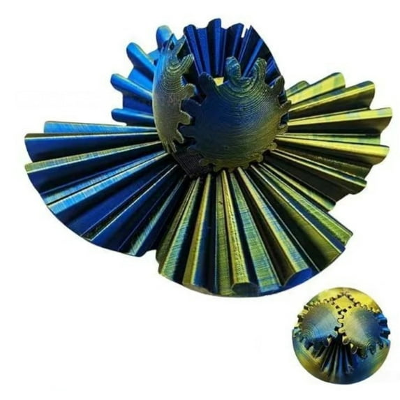 1PC BLUE GREEN 8CM 3D Printed Gear Ball Rotating Cube Fingertip ...