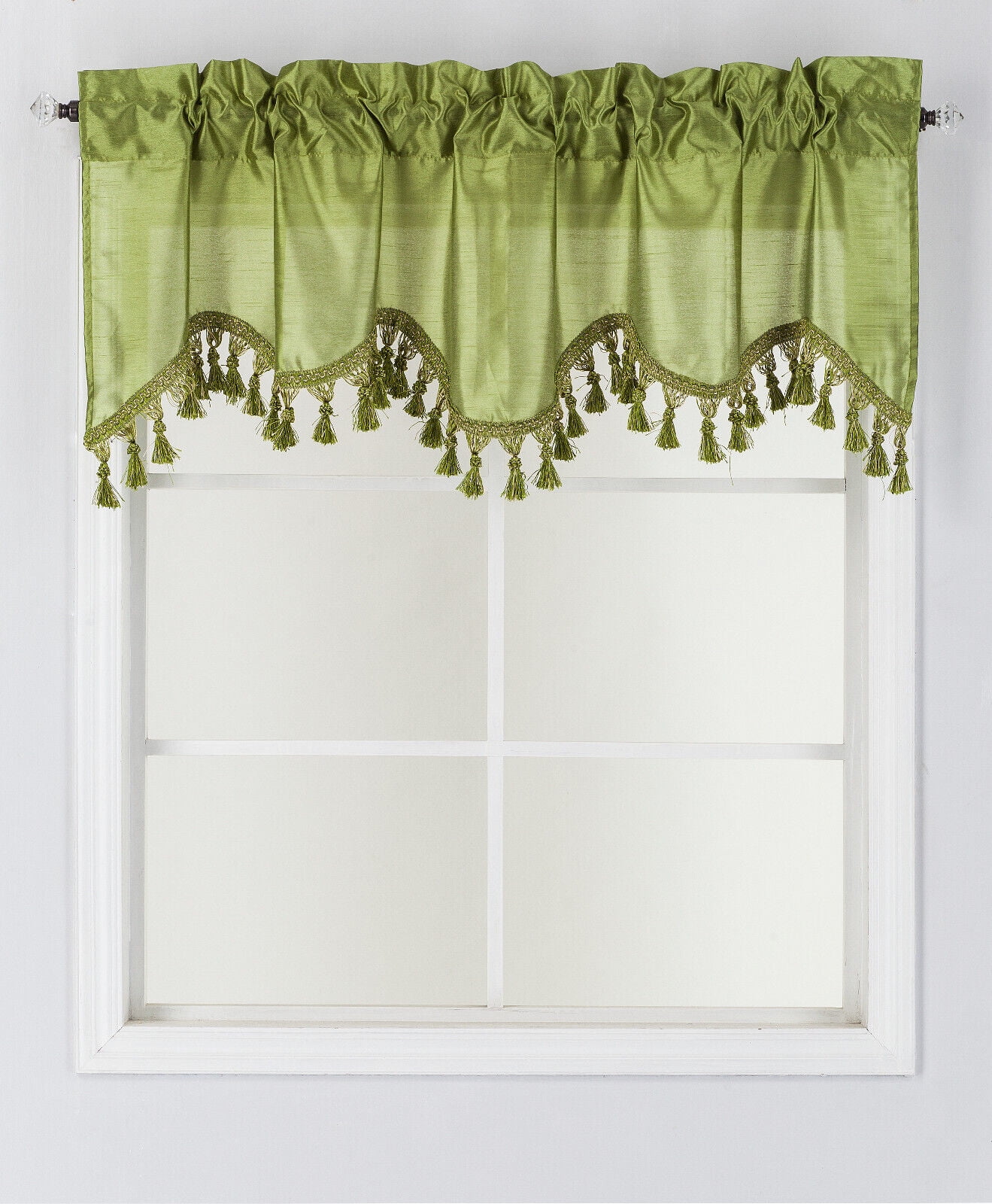 1PC BONITA SOLID COLOR SHEER WAVY VALANCE WINDOW CURTAIN W/BEAD TRIM ...