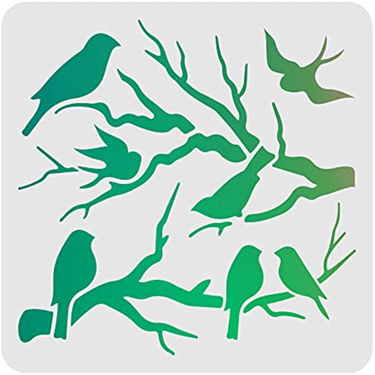 1PC Bird Tree Branches Stencils Wall Decoration Template 11.8x11.8 inch ...